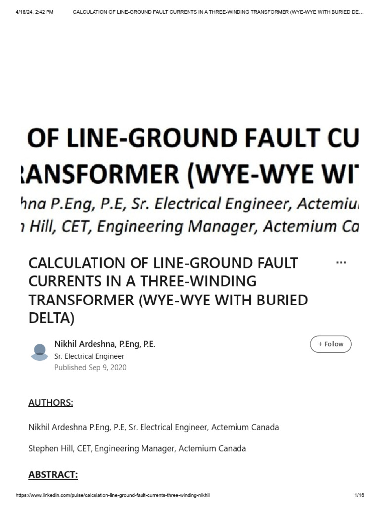 LG Fault YYD burried | Download Free PDF | Transformer | Electrical ...