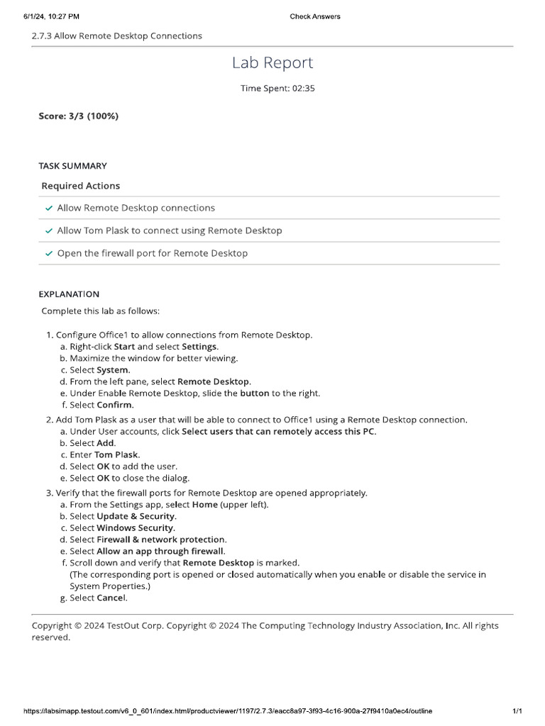 Allow Remote Desktop Connections | PDF