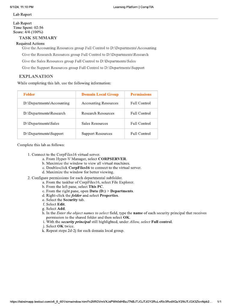 Configure NTFS Permissions | PDF
