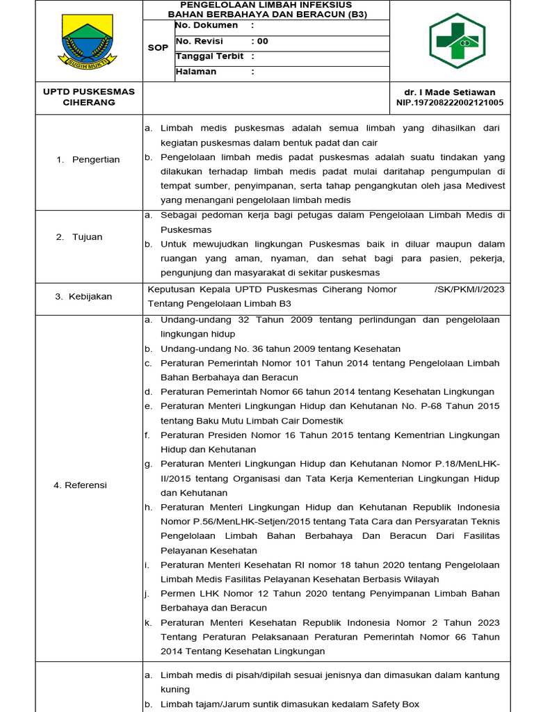 Sop Limbah Medis | PDF