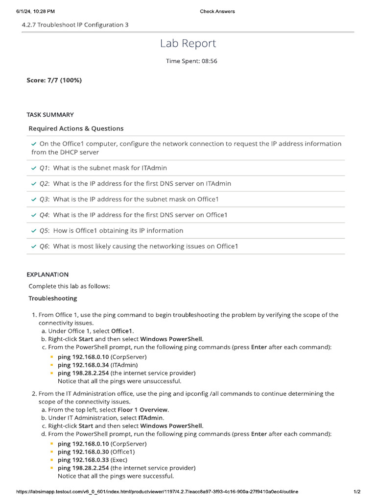 Troubleshoot IP Configuration 3 | PDF