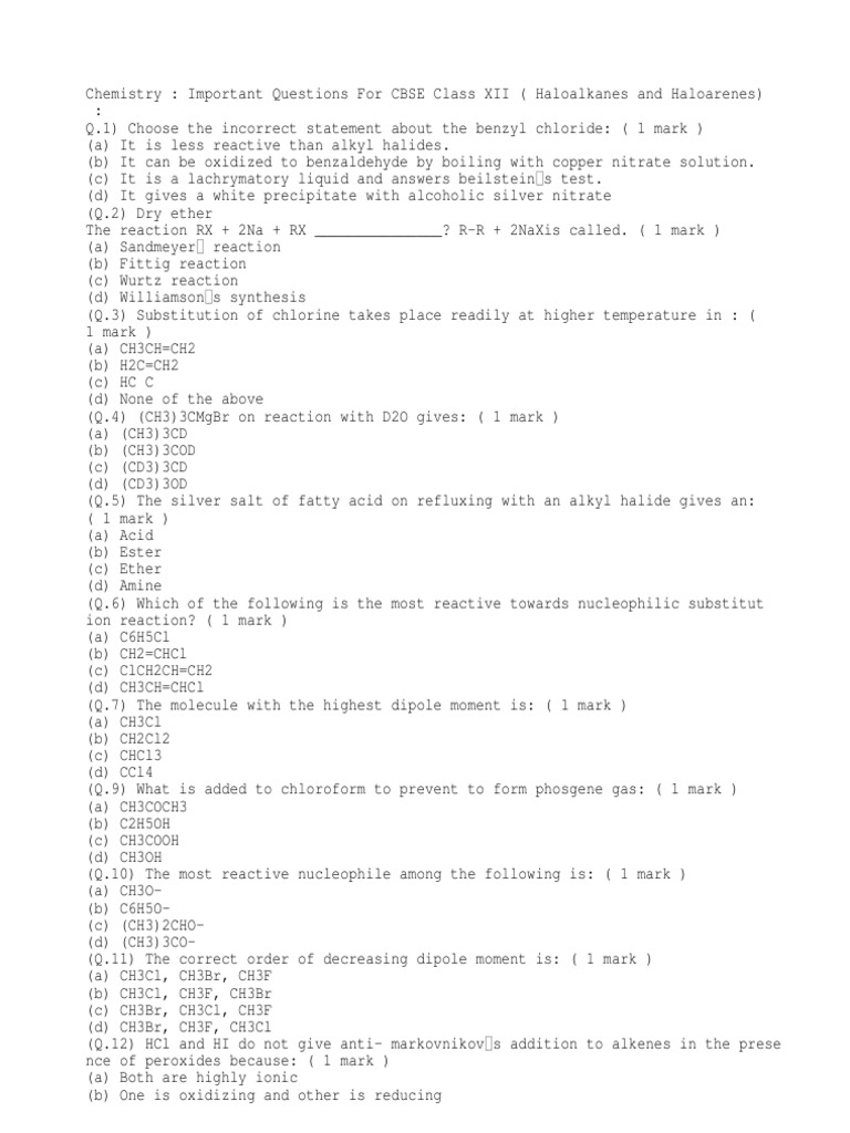 Chem. Imp. Questions | PDF | Organic Chemistry | Chemistry