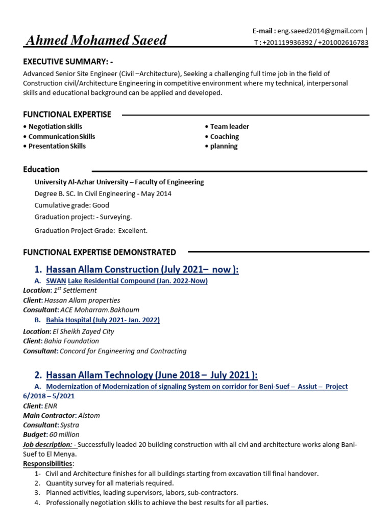 Ahmed Saeed CV | Download Free PDF | Engineering