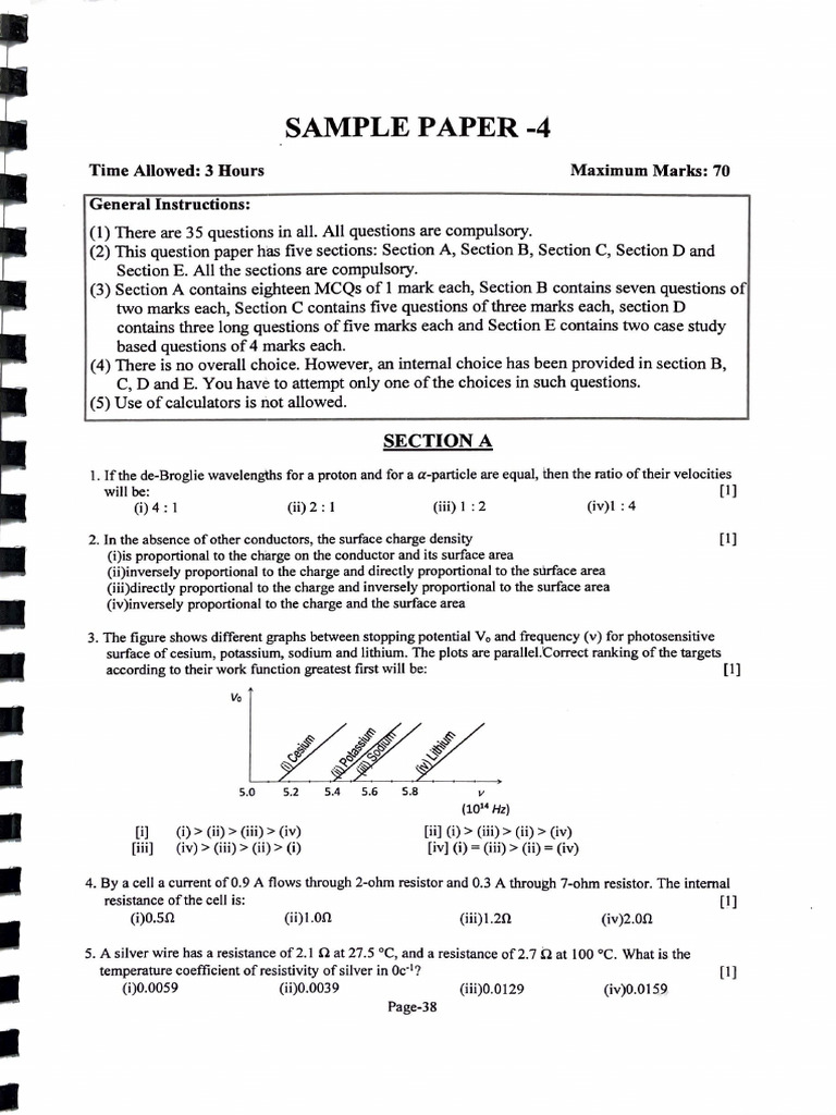 Sample Paper 4 | PDF | Rectifier | Electron
