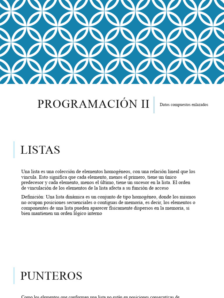 Programación II - Datos compuestos enlazados | PDF | Puntero ... Programación II - Datos compuestos enlazados | PDF | Puntero ...