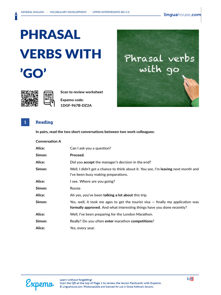 Phrasal Verbs With Go British English Student | PDF | Linguistics