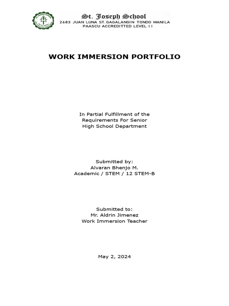 Work Immersion | PDF | Job Interview | Résumé