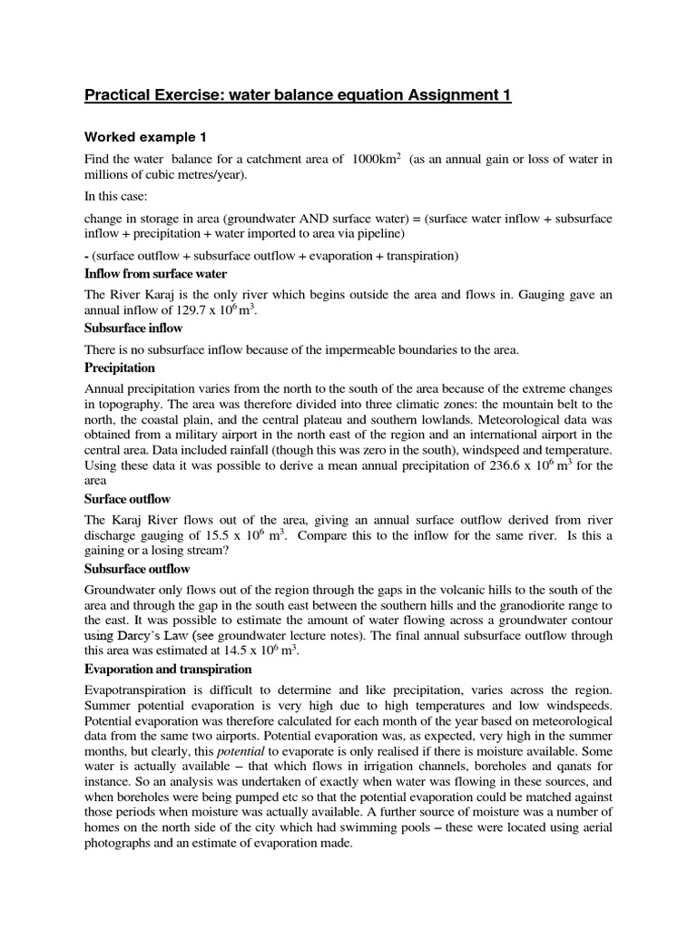 Hydrology Practical Exercise 1 | Download Free PDF | Discharge ...