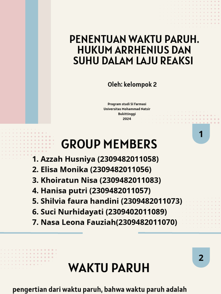 Penentuan Waktu Paruh, Hukum Arrhenius Dan Suhu Pada Laju Reaksi Oleh ...