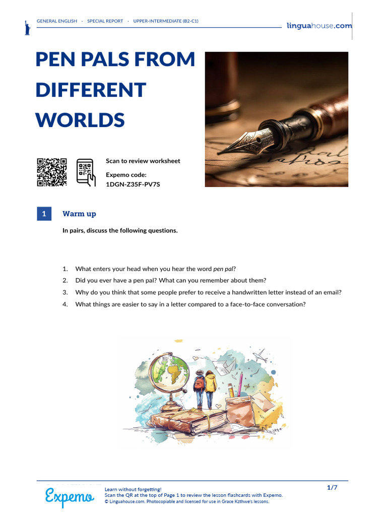 Pen Pals From Different Worlds American English Teacher | PDF ...