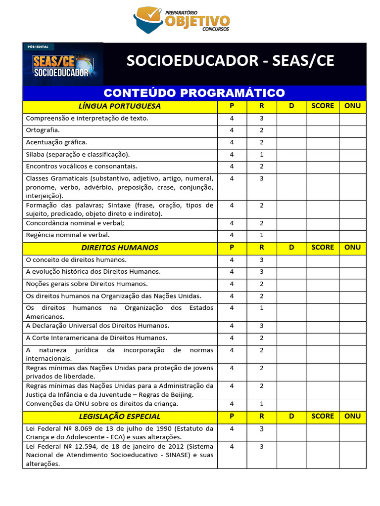 Conteúdo Programático SEAS/CE: Socioeducador | PDF | Direitos Humanos ...