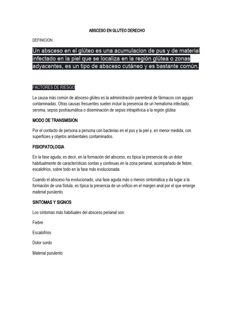 Absceso en Glúteo: Causas y Tratamiento | PDF | Septicemia | Ct Scan