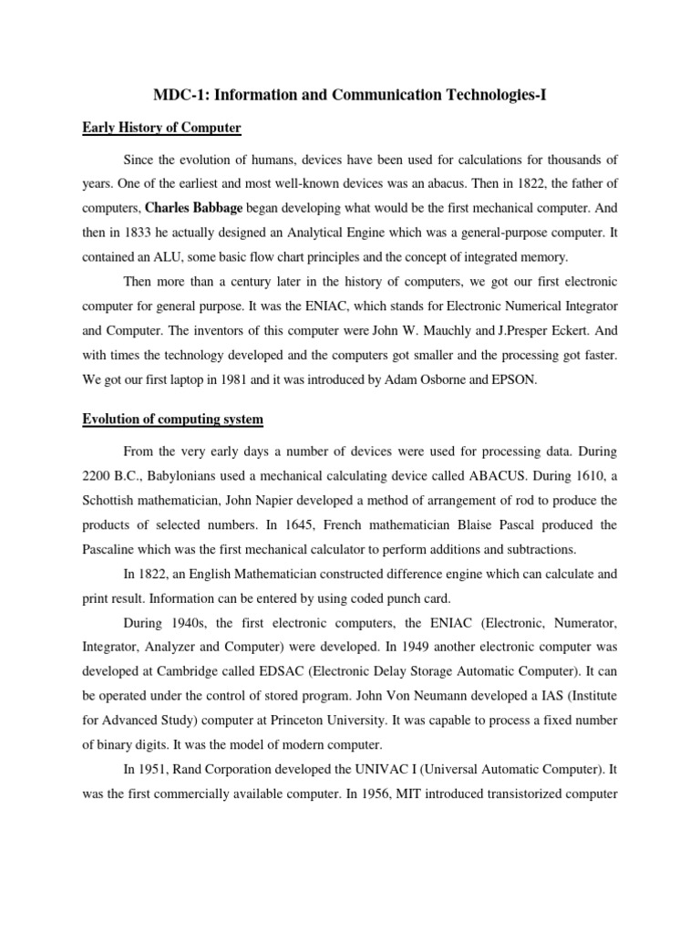MDC-4 Information and Communication Technology | Download Free PDF | Random Access Memory | Read ...