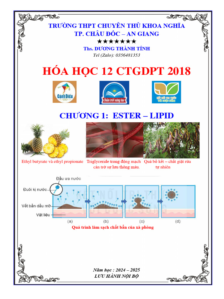 Hoa Hoc 12 Moi - Chuong 1 Ester - Lipid 2024-2025.GV | PDF