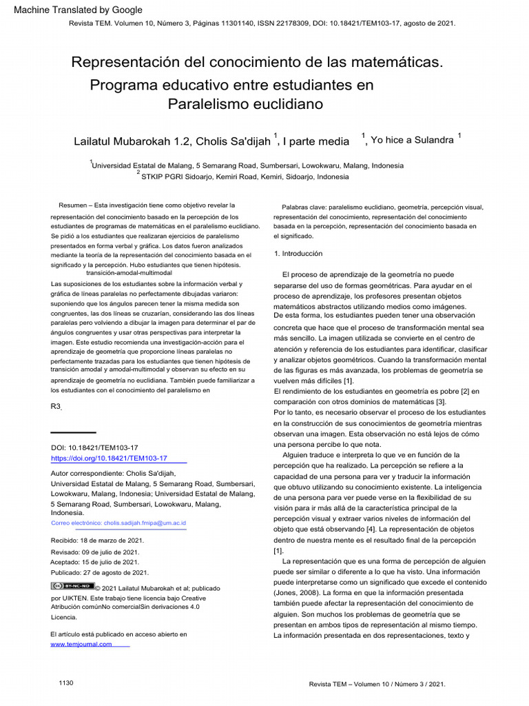 2021 - Mubarokah - Knowledge Representation of Mathematics Education Program Among Students in ...