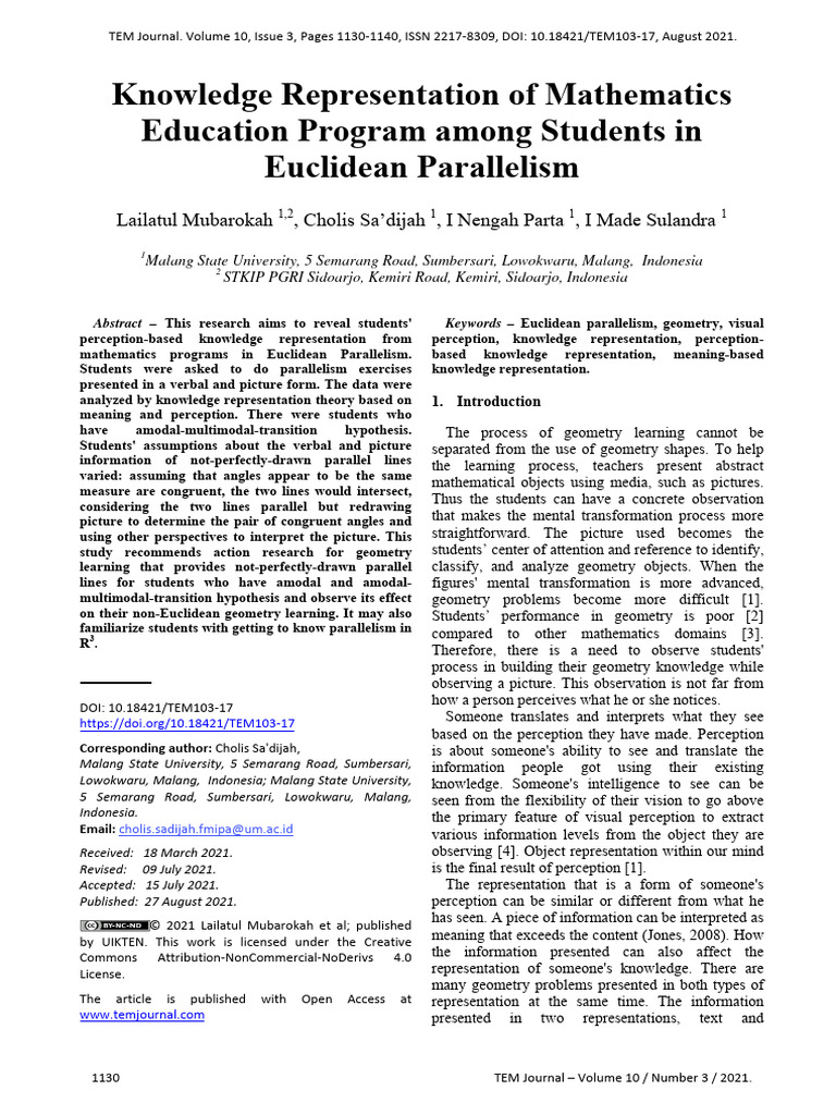 2021 - Mubarokah - Knowledge Representation of Mathematics Education Program Among Students in ...
