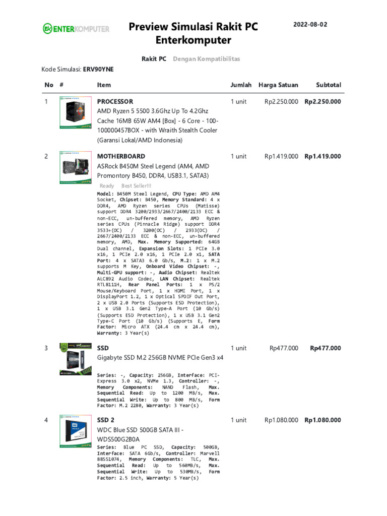 Simulasi - Rakit PC - Enterkomputer Jual.. | PDF