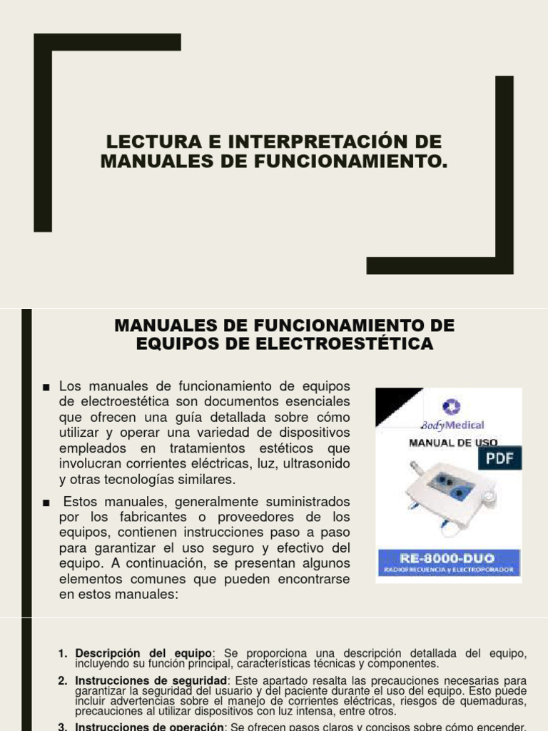 Manual de Funcionamiento de Equipos Estéticos | PDF | Calibración
