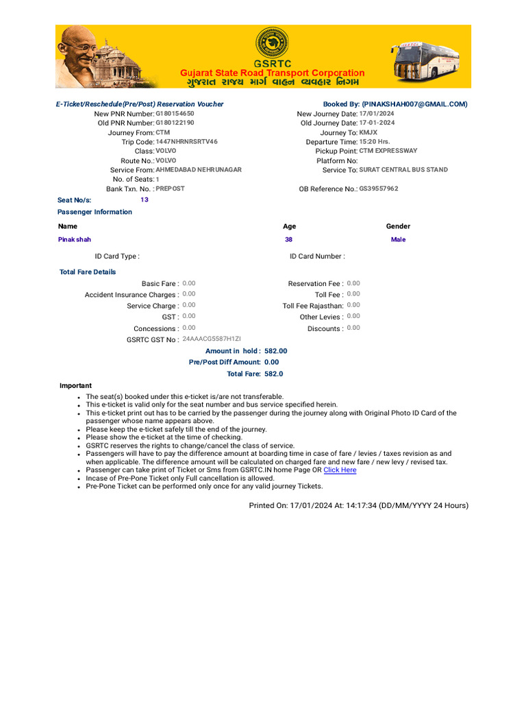 GSRTC | PDF | Fare | Payments