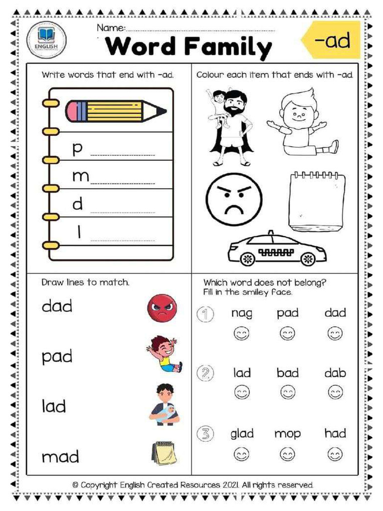 Word Family -ad words | PDF