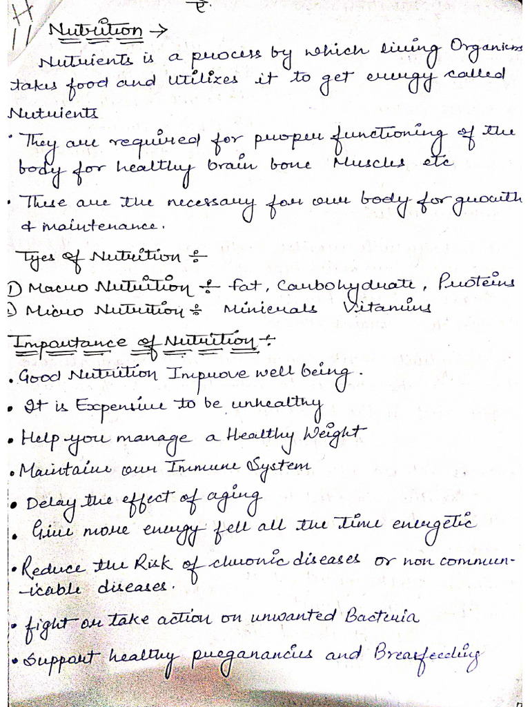Nutrition Notes | PDF