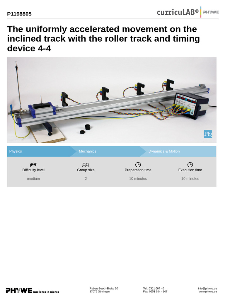 The Uniformly Accelerated Movement On The Inclined Track With The ...