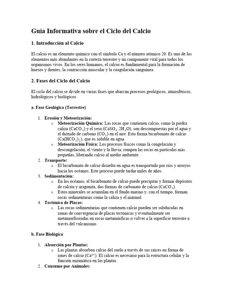 Guía Informativa Sobre El Ciclo Del Calcio | PDF | Calcio | Suelo