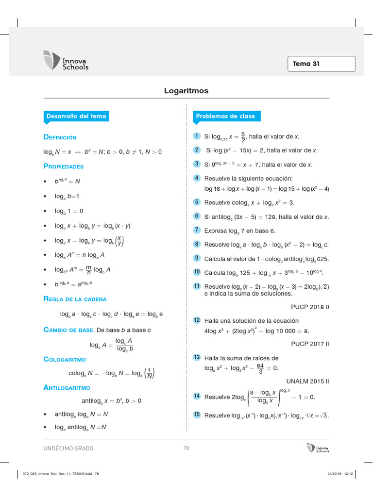 9_LIBRO_IU_LOGARITMOS | Descargar gratis PDF | Matemáticas | Objetos matemáticos