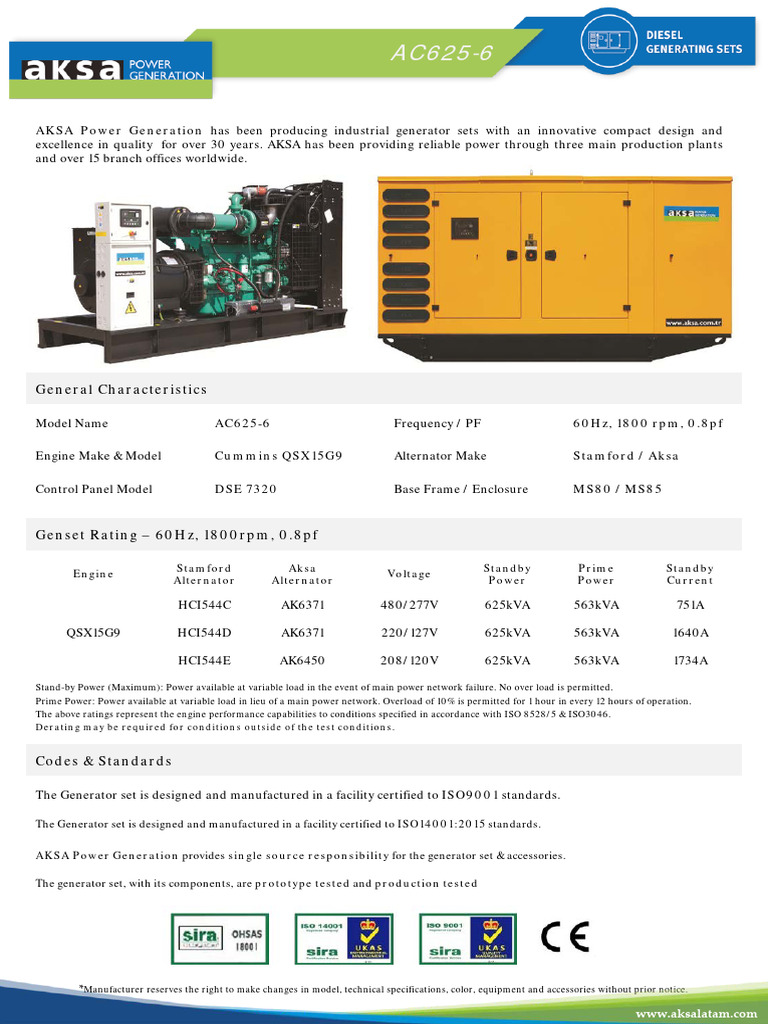 Ac625-6 Brochure - Rev1 | PDF | Engines | Internal Combustion Engine