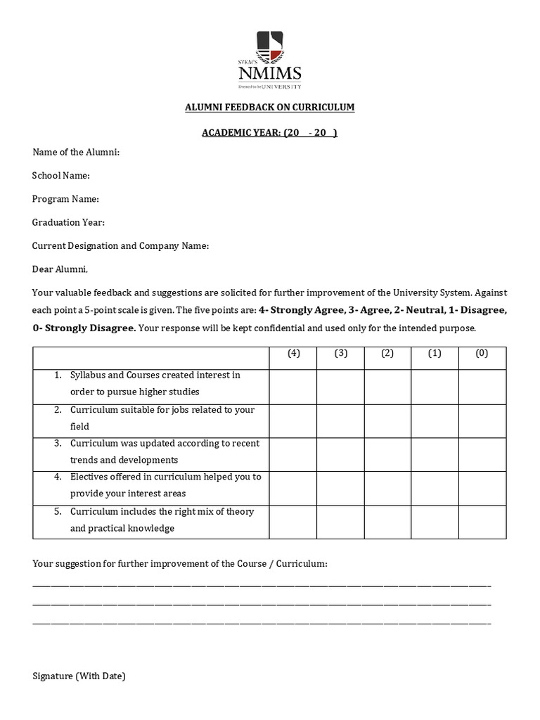 NMIMS - Feedback - Forms - Alumni Feedback 2024 | PDF
