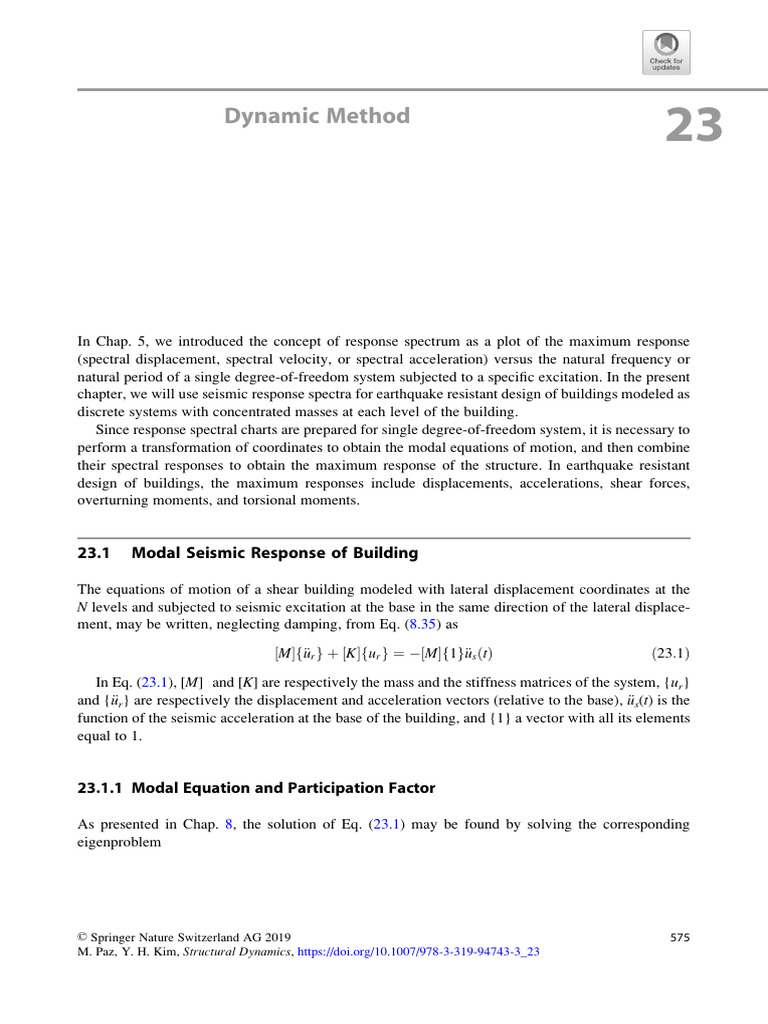 Paz-Kim2019 Chapter DynamicMethod | PDF | Eigenvalues And Eigenvectors | Spectral Density
