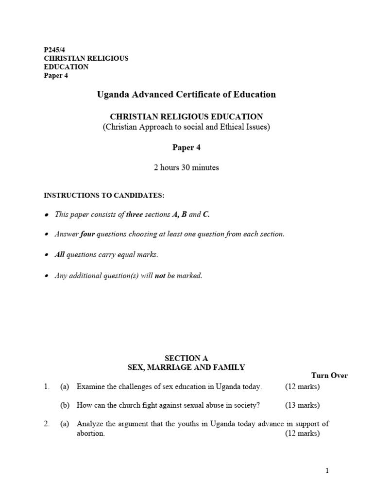 Divinity Paper 4 | PDF | Marriage | Sex Education