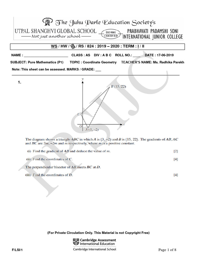 Coordinate Geometry | PDF