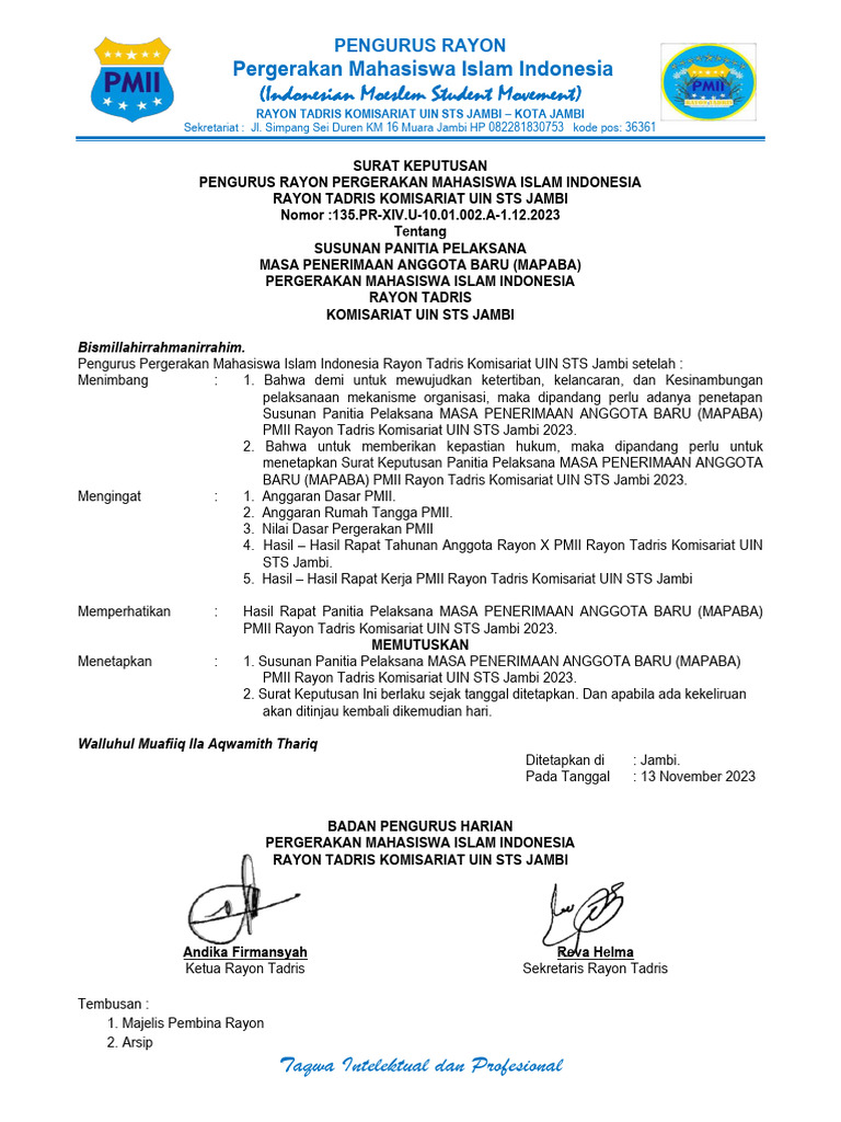 SK Panitia MAPABA 2023 | PDF