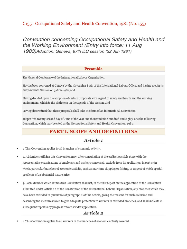 ILO-C155 | PDF | Occupational Safety And Health | International Labour ...