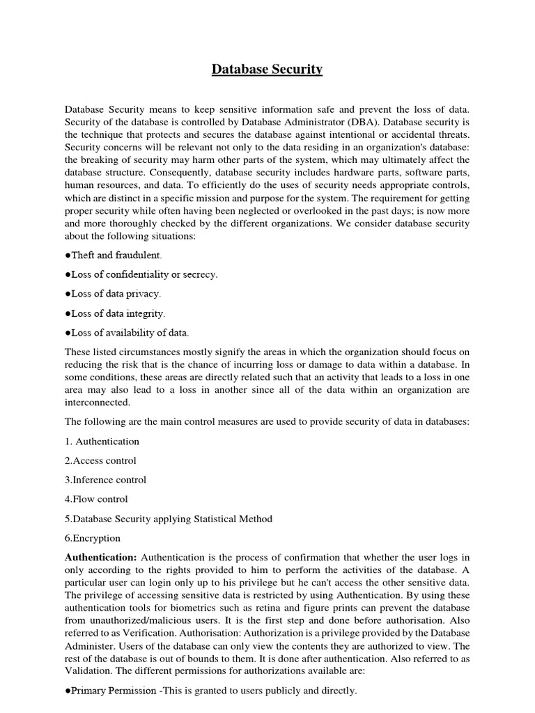 Database Security | Download Free PDF | Computer Access Control | Databases