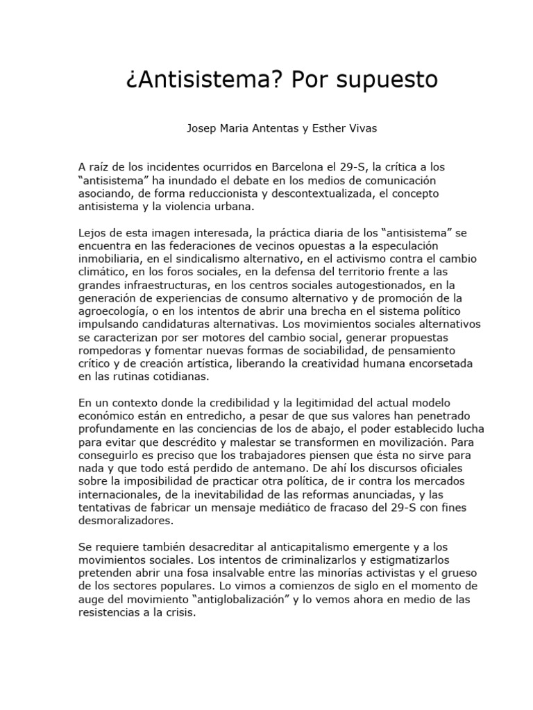 Antisistema Por Supuesto | PDF | Anti capitalismo