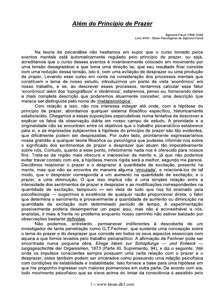 Além Do Princípio Do Prazer | PDF