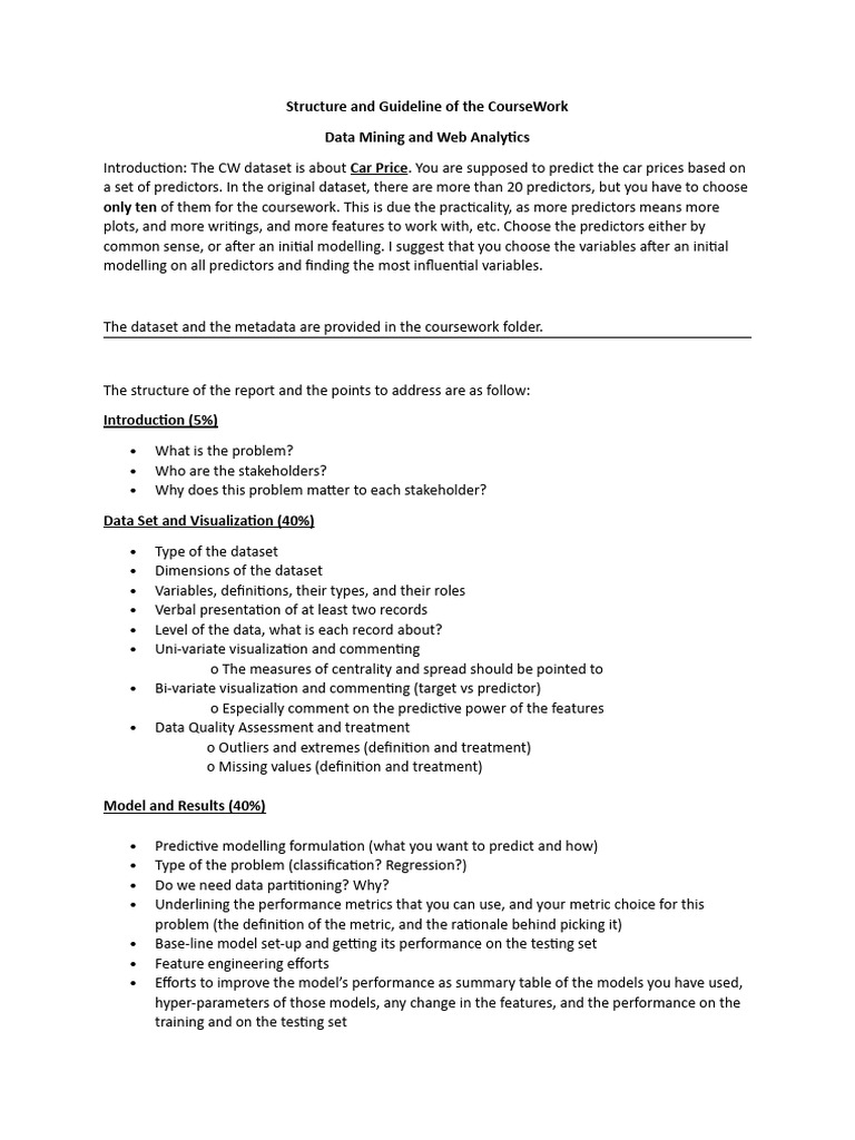 Structure and Guideline of The CourseWork | PDF | Dependent And ...