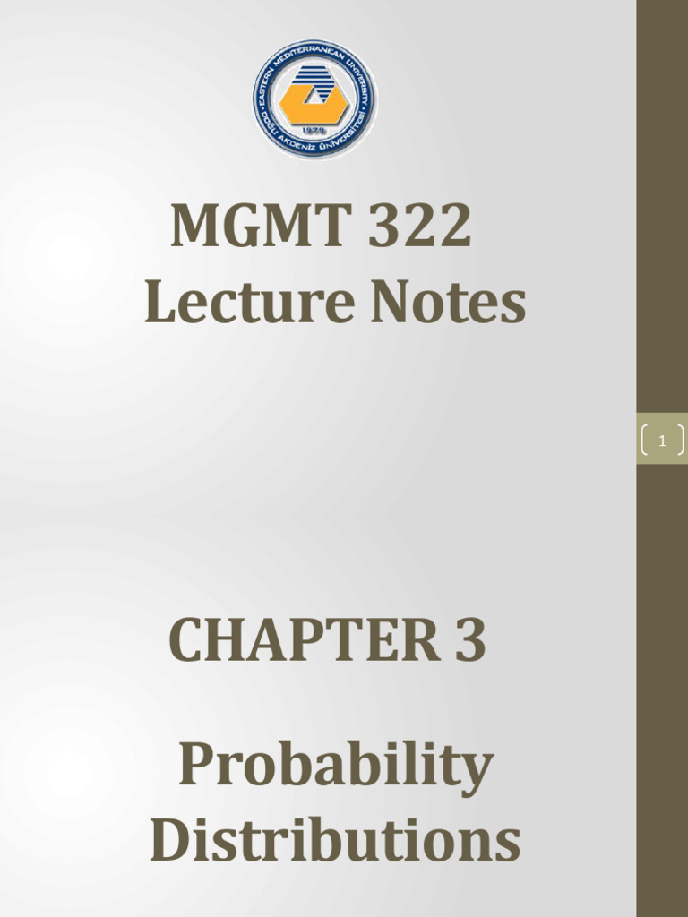 MGMT 322 Chp3. Probability Distributions | PDF | Probability Distribution | Normal Distribution
