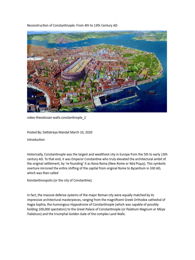 Reconstruction of Constantinople | PDF | Constantinople