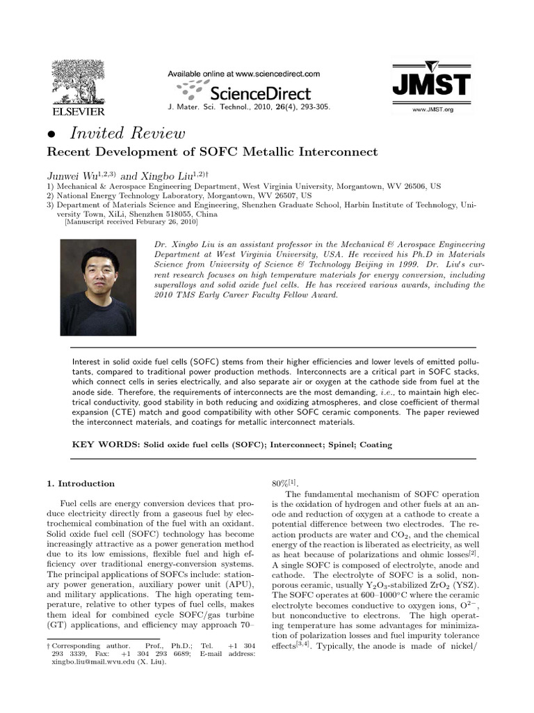 Recent Development of SOFC Metallic Interconnect | PDF | Solid Oxide ...