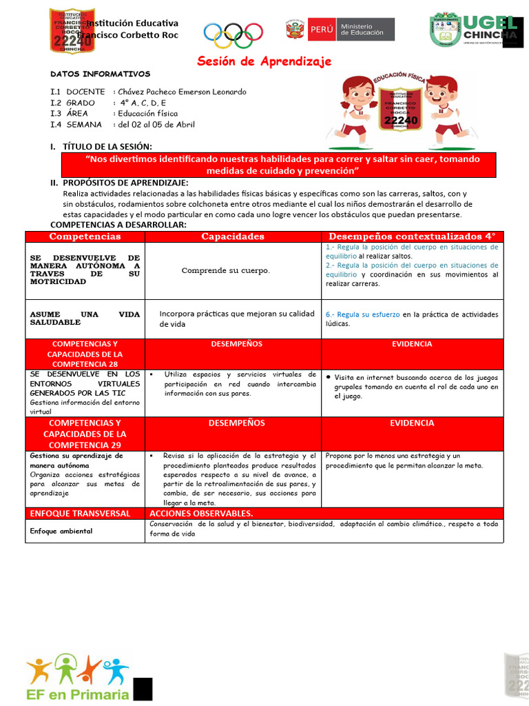 4° Grado SESION DE APRENDIZAJE N° 01 exp. diagnostica | PDF | Evaluación | Aprendizaje