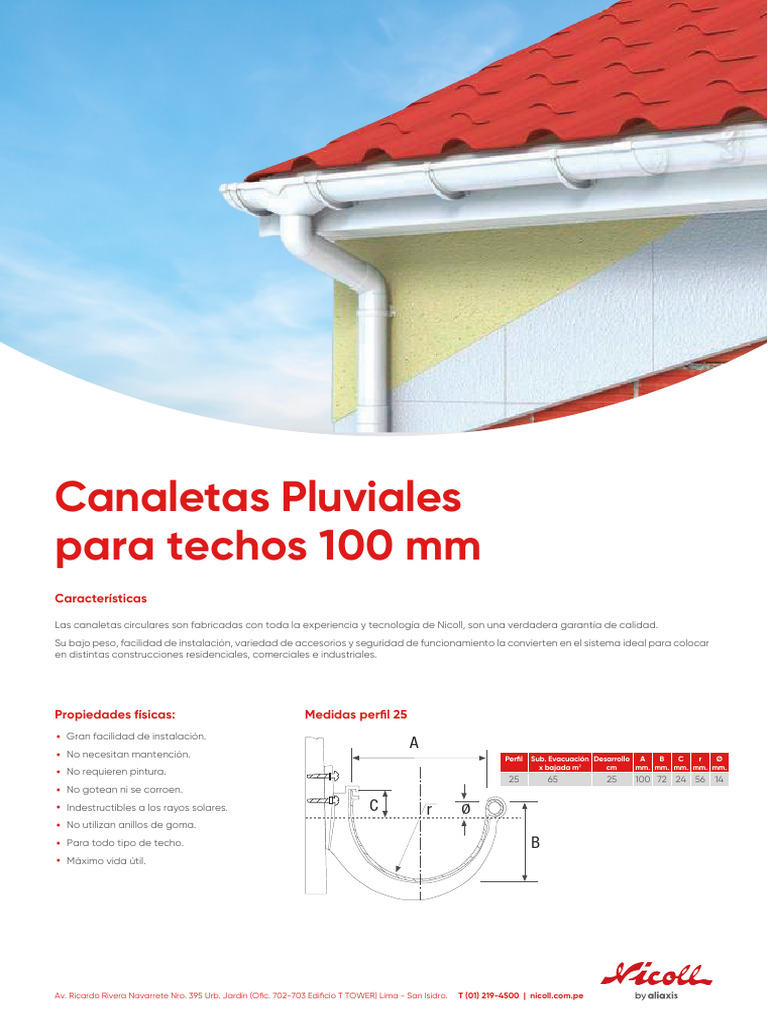 Ficha Técnica Canaletas Pluviales 100mm Nicoll | PDF