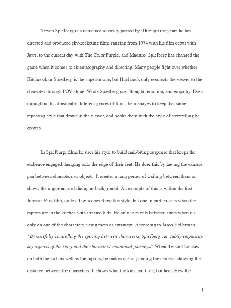 Steven Spielburg - Research Paper | PDF | Cinematography