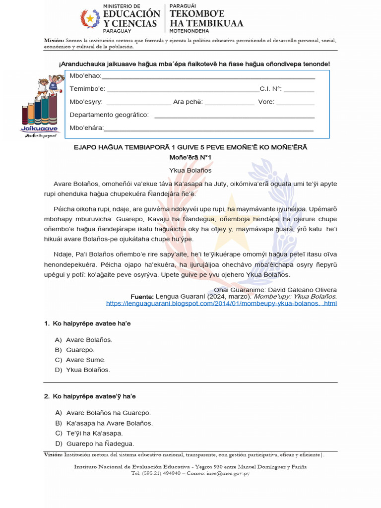 Octavo Guarani Format Mec | PDF