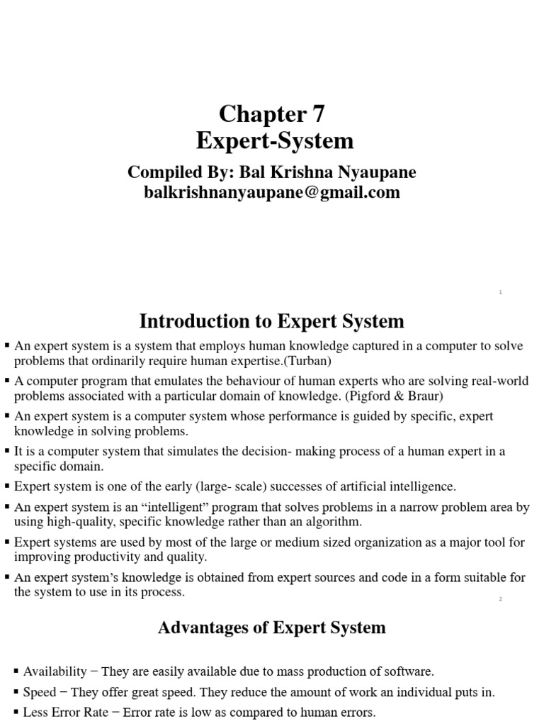 Chapter 7 - Expert System 1680197669658 | PDF | Expert | Computing