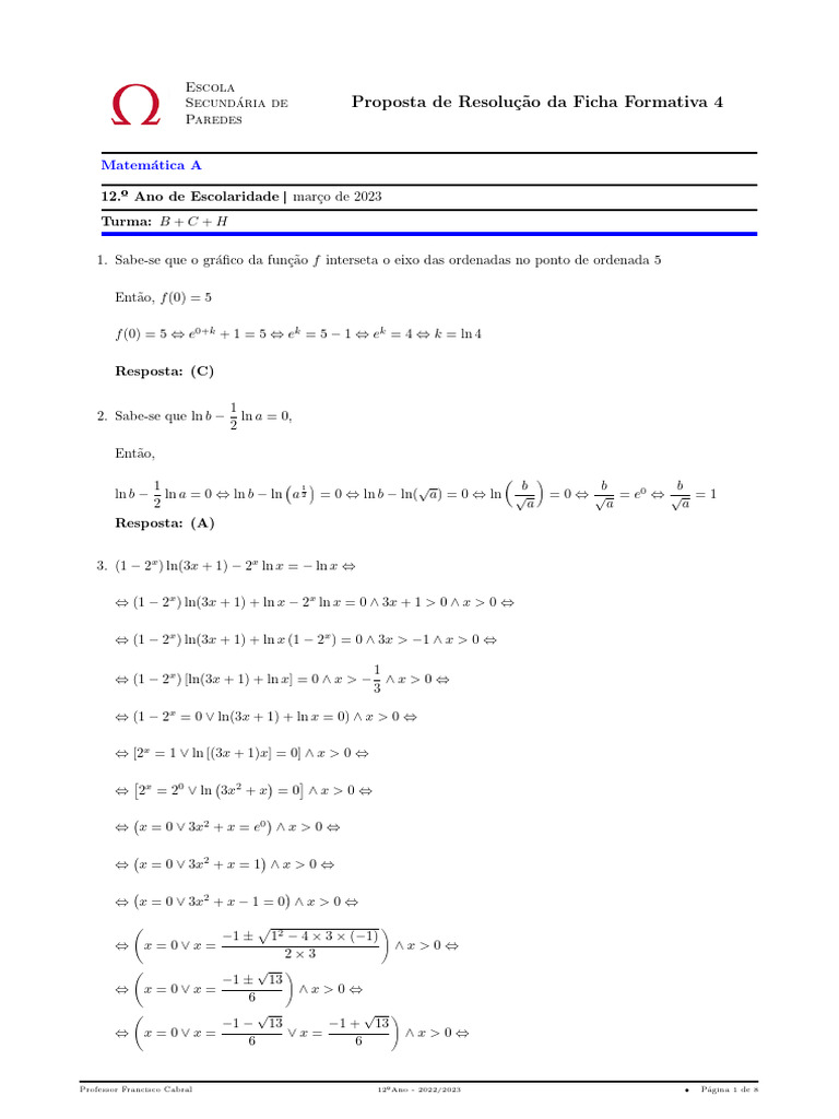 Ficha Formativa 4 Resolucao | PDF