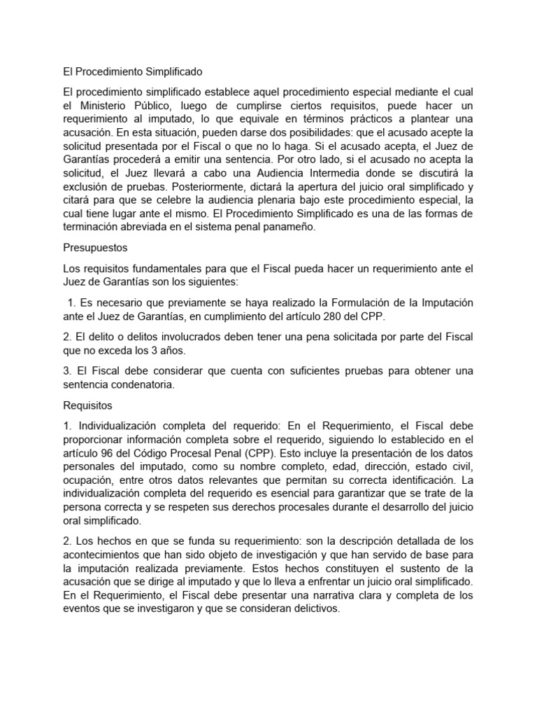 El Procedimiento Simplificado | PDF | Fiscal | Derecho penal