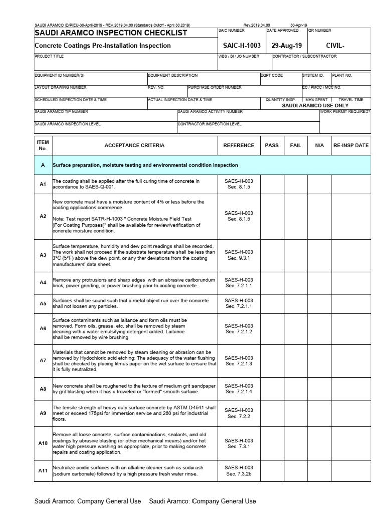 SAIC-H-1003 | Download Free PDF | Concrete | Ph